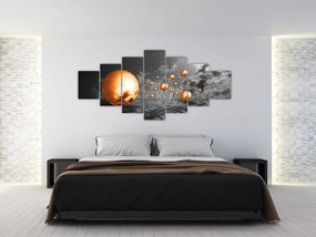 Obraz oražových abstraktních koulí (210x100 cm)