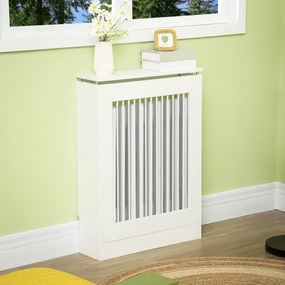 HOMCOM Moderní Kryt Radiátoru z MDF Malovaný Kryt Radiátoru s Horní Policí pro Obývací Pokoj, Ložnici a Kancelář 60x18x84 cm Bílý