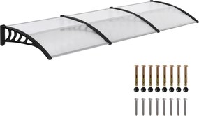Outsunny Plachta Křídla pro Přední Dveře 303 x 96 x 27 cm s Ochrannou proti UV, Ochrana proti dešti, Slunečník pro Venkovní Použití, Hliník Černý | Ao