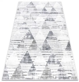 Kusový koberec POLI 9051A Trojúhelníky bílý šedý Rozměr: 80x150 cm