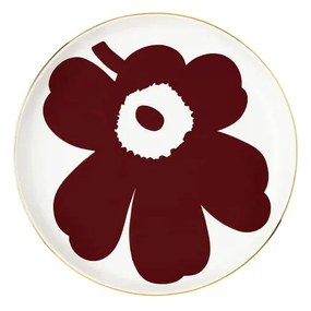 Servírovací talíř Juhla Unikko Wine Red 32 cm Marimekko