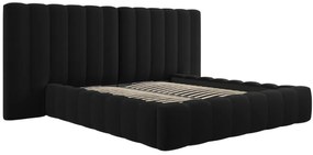 OnaDnes -20% Černá sametová dvoulůžková postel MICADONI Kelp 180 x 200 cm