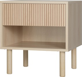 HOMCOM Noční stolek s šuplíky a policemi, moderní styl, 47 x 50 cm, přírodní dřevěný povrch