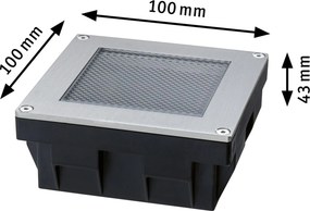 P 95742 Solární LED zemní svítidlo Sorea soumrakový senzor IP67 hranaté 100x100mm 3000K 0,1W 6lm 3,7V kov kartáčovaný ABS/polykarbonát/ocel - PAULMANN