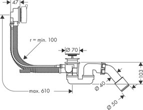 Hansgrohe Flexaplus S, vanová odtoková a přepadová souprava, chromová, HAN-58150000