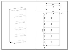 Vysoká skříň SimpleOffice 80 x 40 x 180 cm, šedá