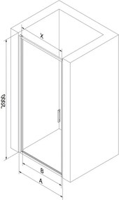 Mexen Exo, 1-křídlé dveře do otvoru 85x200 cm, 6mm čiré sklo, chromový profil, 817-085-000-01-00