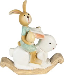 Dekorace socha králík na houpacím králíkovi - 10*4*11 cm