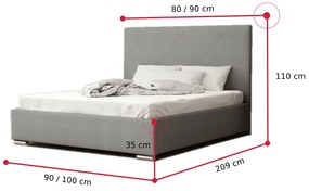 Jednolůžková čalouněná postel FOX 5 + rošt, 90x200, Sofie 20