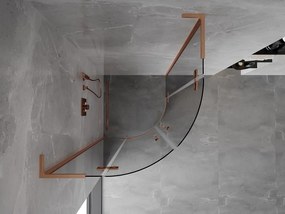Mexen Mist L, čtvrtkruhový sprchový kout s 2-křídlými dveřmi, 100 x 100 cm, čiré sklo, měděný matný profil, 8A33L-100-100-65-00