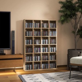 HOMCOM úložný prostor na CD a DVD, multimediální regál s 24 oddíly, maximální kapacita 480 CD/312 DVD, dřevěný regál s nastavitelnými policemi, 89 x …