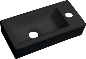Sapho Small - Umývátko ZOE 37x18 cm, bez přepadu, otvor pro baterii vpravo, černá mat AR495B