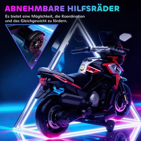 AIYAPLAY Elektro-motorka pro děti od 18 do 36 měsíců, vozidlo na ježdění, pomocná kolečka, světla, hudba, plast, ocel, červená
