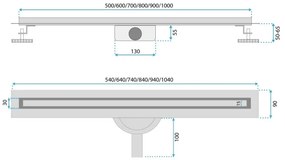 REA-G2710 - Odtokový žlab NEOX SLIM 70 cm nerezová ocel/černá