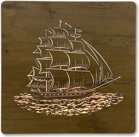 Li-Go "Plachetnice" světelný obraz 230V 70x70 cm provedení povrchu: dub světlý
