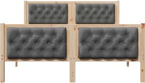 Rám postele s čelo Tmavě šedá 140 x 190 cm Masivní borové dřevo 3394294