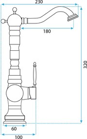 Rea Venice, vysoká dřezová baterie h-320, mosazná, REA-B2500