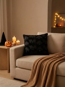Sinsay - Halloweenský dekorativní povlak na polštář s motivem netopýrů - černá