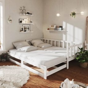 Výsuvná denní postel 2 × (90x200 cm) bílá masivní borové dřevo,  3083710 HangarStore.cz