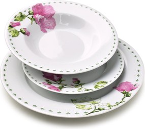 Porcelánová jídelní sada LEA Mallow 18 ks bílá/růžová