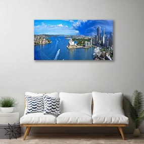 Obraz na plátně Město Moře Domy 100x50 cm