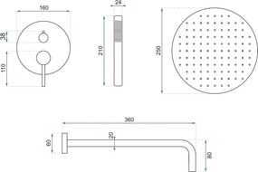 Rea Lungo Grip, podomítková sprchová souprava + BOX montážní systém, grafitová, REA-P8958