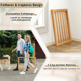 Costway Zábrana pro psy, 3-dílná ochranná branka, dřevěná schodišťová brána, 76