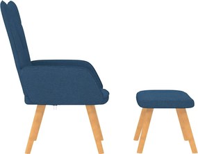 Relaxační křeslo se stoličkou modré textil 327538