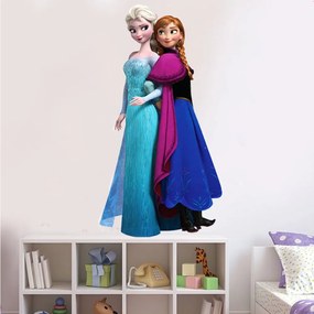 Samolepka na zeď "Elsa a Anna" 74x40 cm