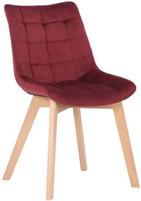 Židle Passaic ~ samet, dřevěné nohy natura - Červená