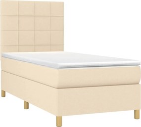 Box spring postel s matrací a LED krémová 100x200 cm textil 3135418