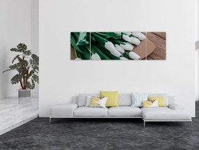 Obraz kytice bílých tulipánů (170x50 cm)