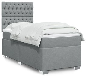 Box spring postel s matrací světle šedá 90x200 cm textil 3290378