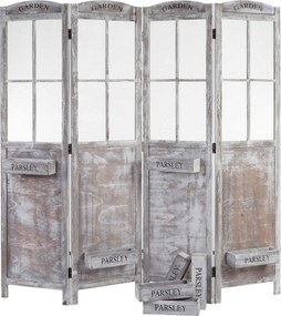 Paraván HWC-M66 s květináči - 170 × 180 × 22 cm - hnědošedá