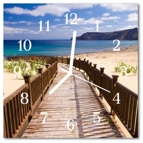 Skleněné hodiny čtvercové Moře na pláži 30x30 cm