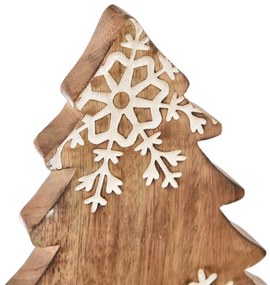 4Home Dekorace z mangového dřeva Snowflake Tree, 33 cm