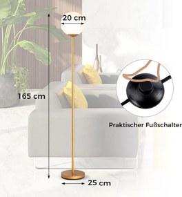 Costway Moderní stojací lampa 165 cm vysoká stojací lampa se skleněným stínidlem