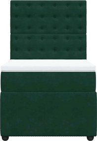 Box spring postel s matrací tmavě zelená 90x200 cm samet 3294553