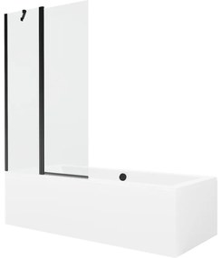 Mexen Cube obdélníková vana 180 x 80 cm s pláštěm 1-křídlovou zástěnou 100 cm, Průhledné, Černá - 550518080X9410117000