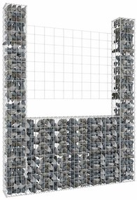 Gabionový koš ve tvaru U se 2 sloupky železo 140 x 20 x 200 cm 151289