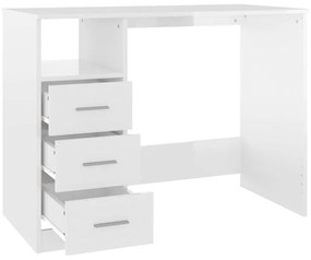 Petromila Psací stůl se zásuvkami bílý vysoký lesk 102x50x76 cm kompozit