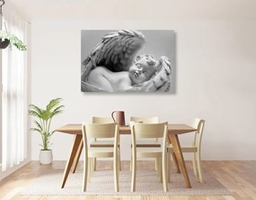Obraz malý andílek v černobílém provedení - 120x80 cm