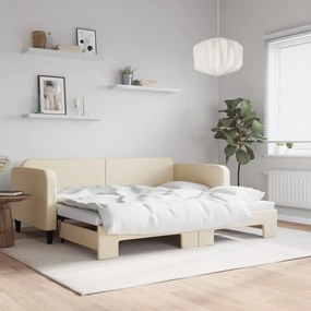 Válenda s přistýlkou krémová 90 x 200 cm textil 3196820