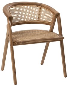 Hnědá dřevěná židle Ani Teak s bambusovým výpletem - 59*59*73cm