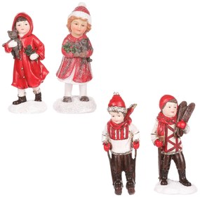 Děti z polyresinu, vánoční motiv. Mix 4 druhů. Cena za 1ks AND225-RED