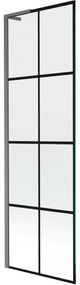 Mexen Next L, 1-křídlová vanová zástěna 60 x 150 cm, 6mm čiré sklo-černý vzor, ​​grafitový profil, 895-060-000-03-77-66