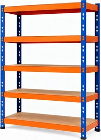 Regál 3120x180x50 cm profesionální 5-policový, nosnost 2000 kg - modro-oranžový