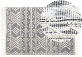 Vlněný koberec 160 x 230 cm bílý/černý PAZAR Beliani