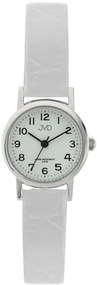 Dámské společenské náramkové hodinky JVD steel J4010.7 na koženém bílém pásku