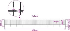 Zahradní plot s kopím nahoře ocelový 1673 x 150 cm černý 277638